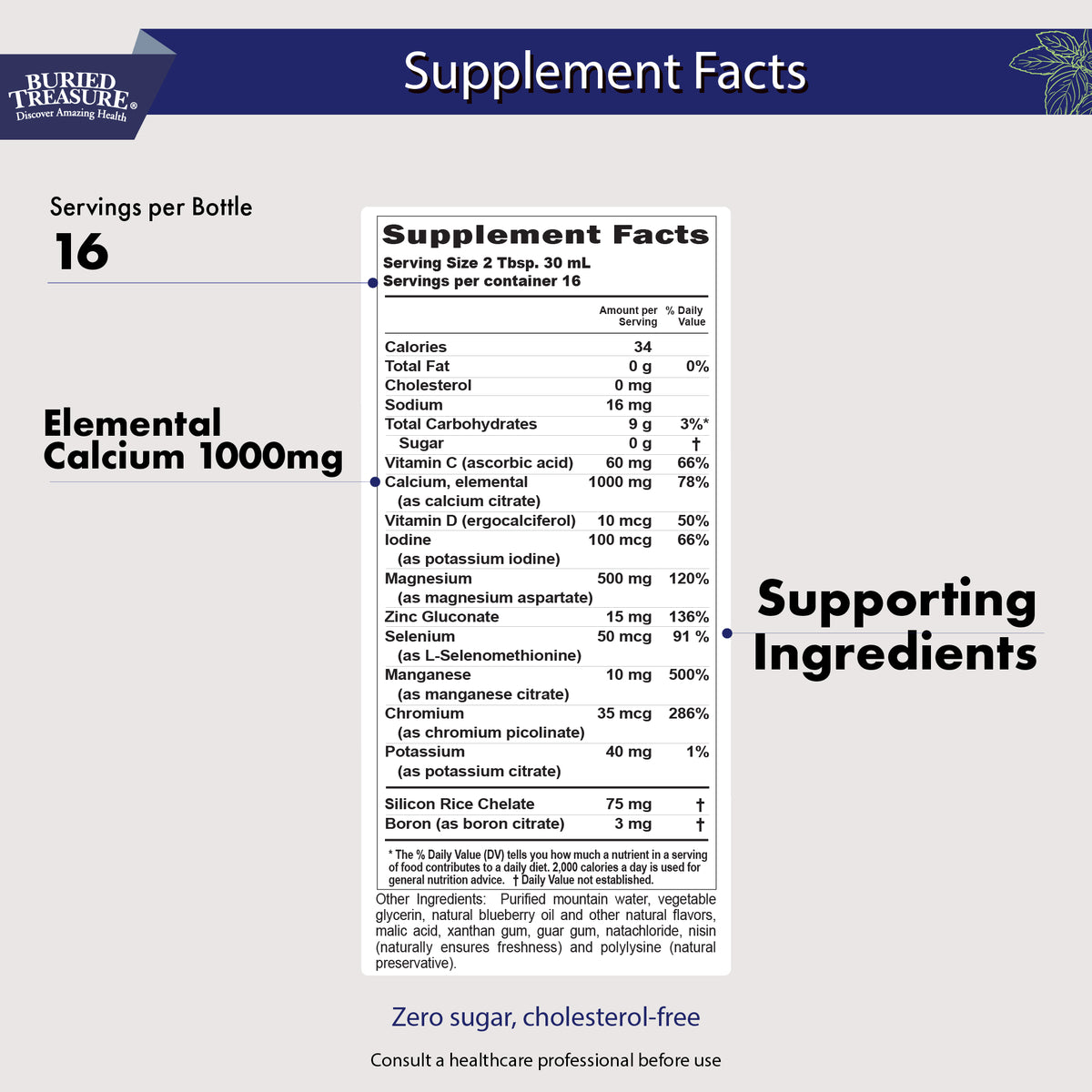 Calcium Plus – Blueberry Liquid Supplement with Calcium Citrate, Vitam ...